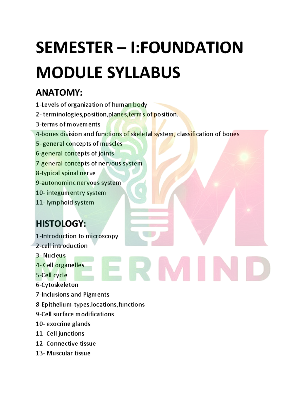 CMC-Foundation Module Syllabus - Meer Mind - SEMESTER – I:FOUNDATION ...