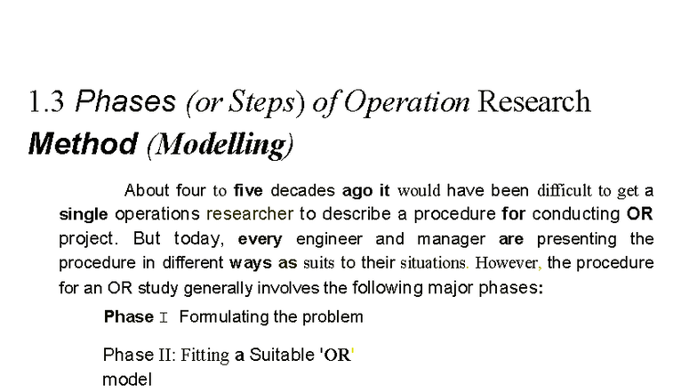 Operations Research: Phases and Models Overview (OR-1&2) - Studocu