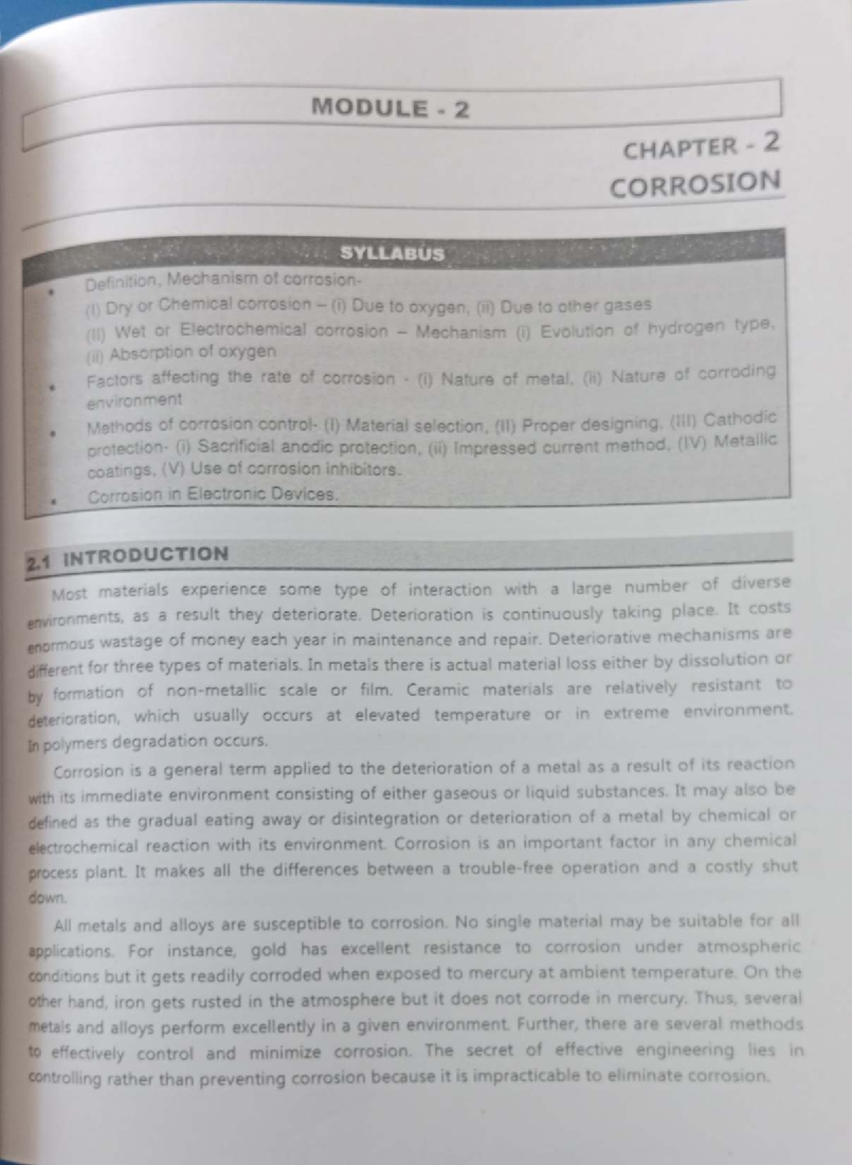 MODULE 2 CHAPTER 2: CORROSION MECHANISMS AND CONTROL METHODS - Studocu