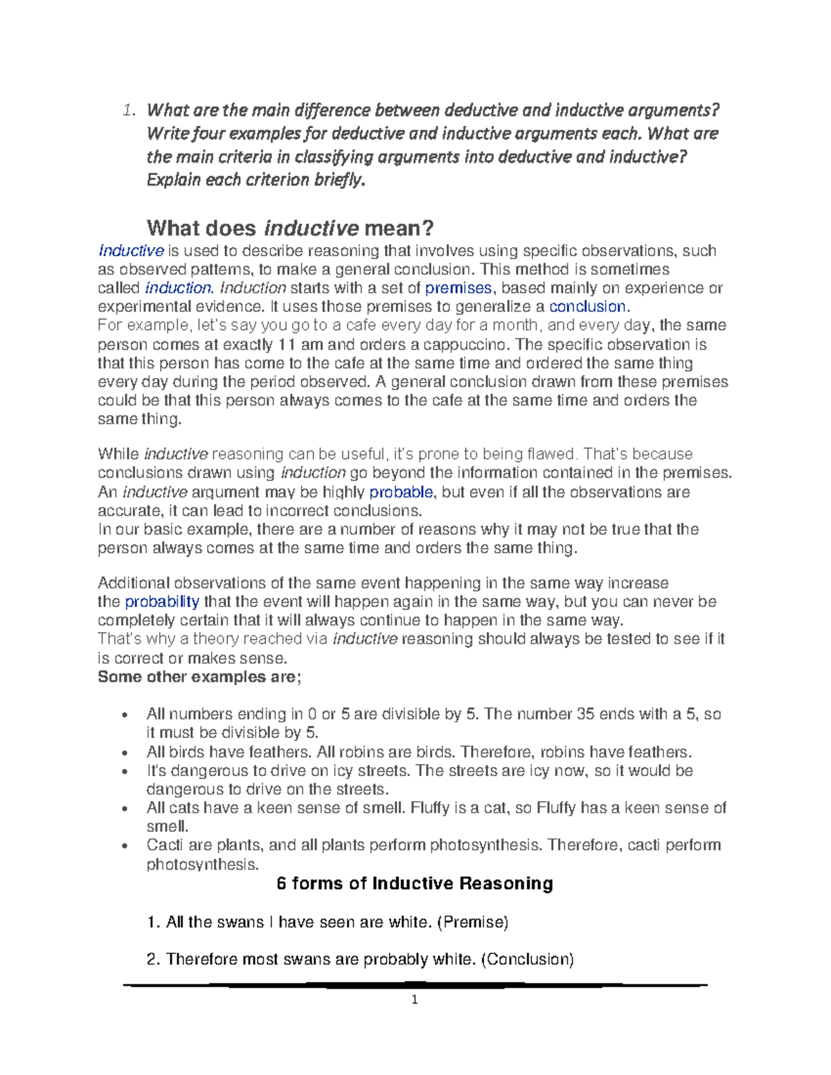 Logic Assignment: Understanding Inductive and Deductive Reasoning - Studocu