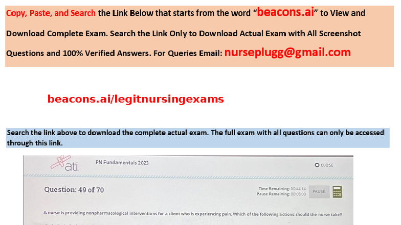 Pass ATI PN Fundamentals 2025 Proctored Exam NGN 70 Q&A Solutions - Studocu