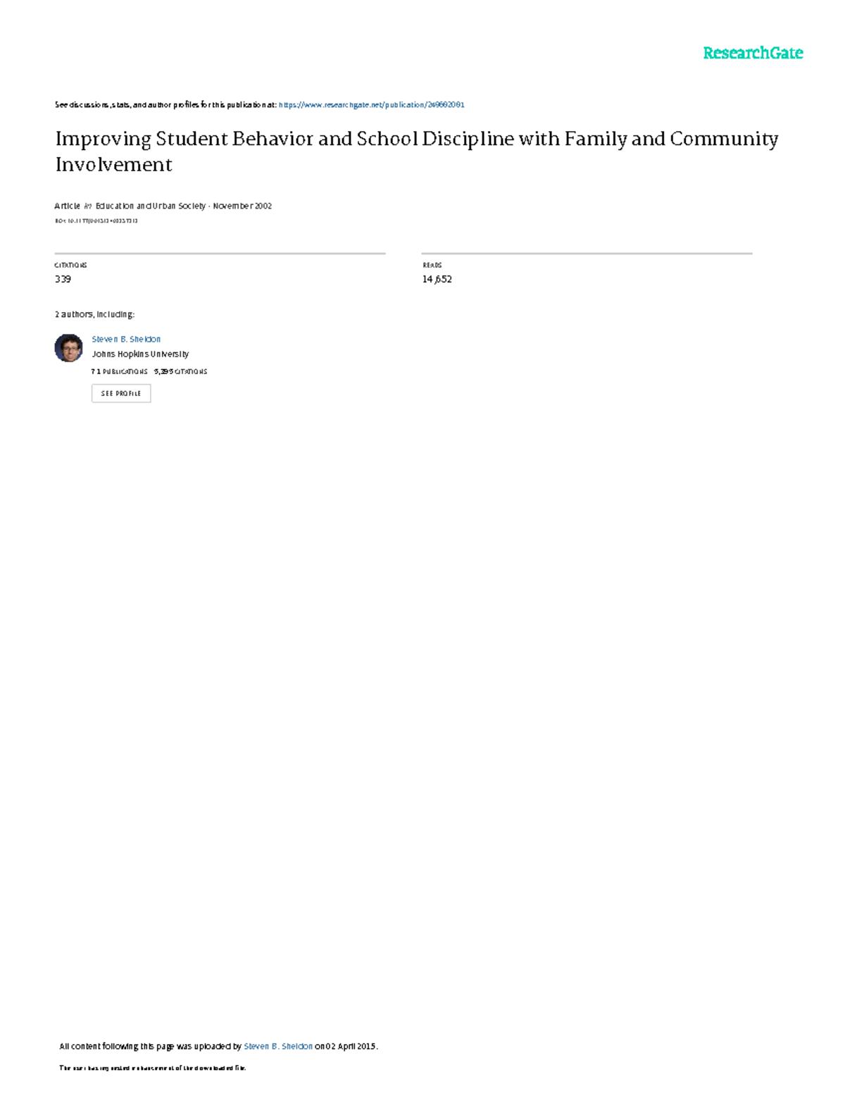 Improving Student Behavior and School Discipline w - See discussions ...