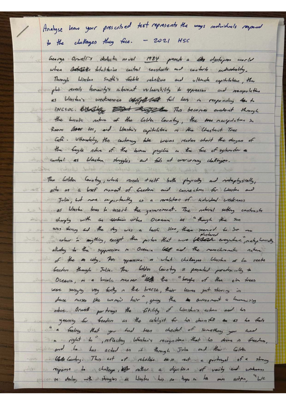 1984 Practice Essay 3: Responses to Challenges in a Dystopian World ...