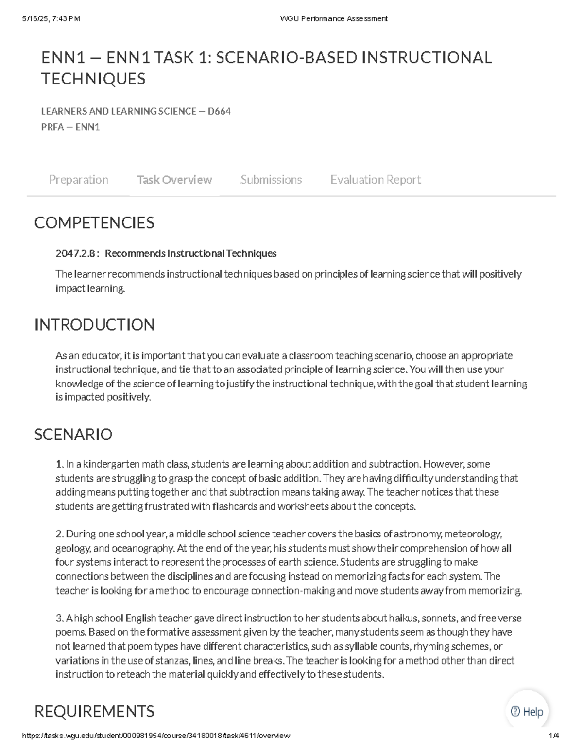 WGU D664 Performance Assessment ENN1: Instructional Techniques in Learning - Studocu