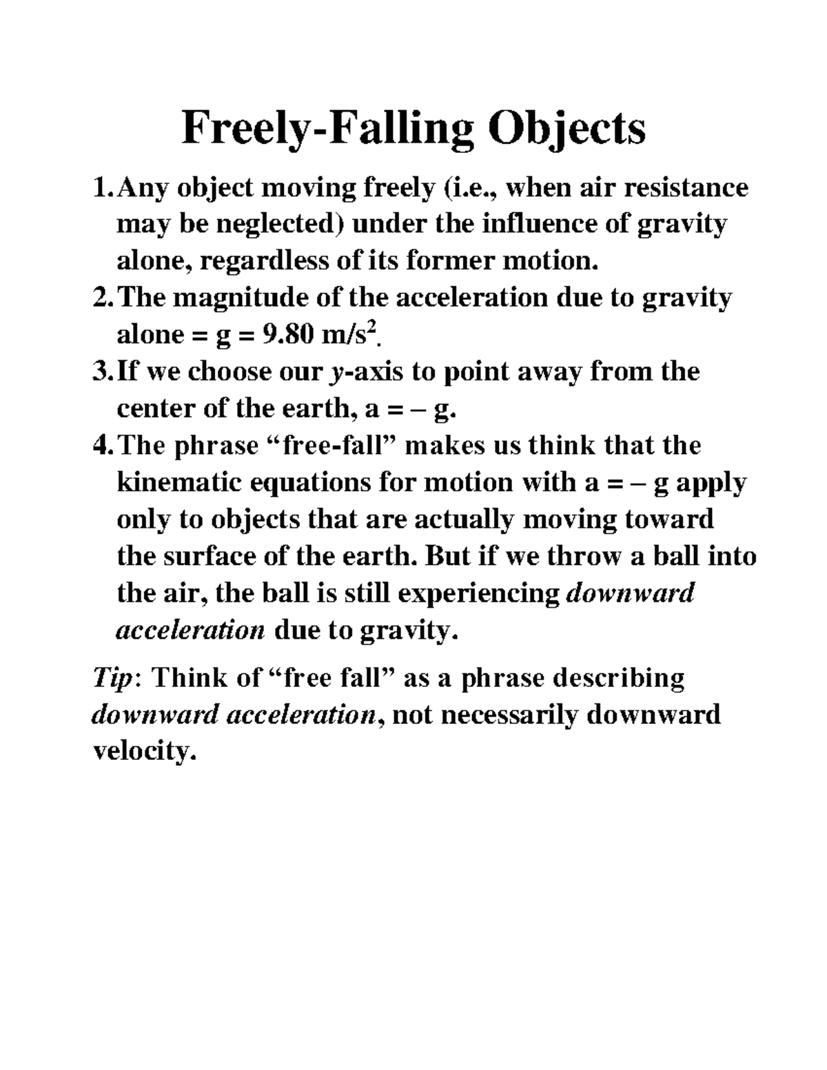 Free Fall: Understanding Gravity's Influence on Motion - Studocu