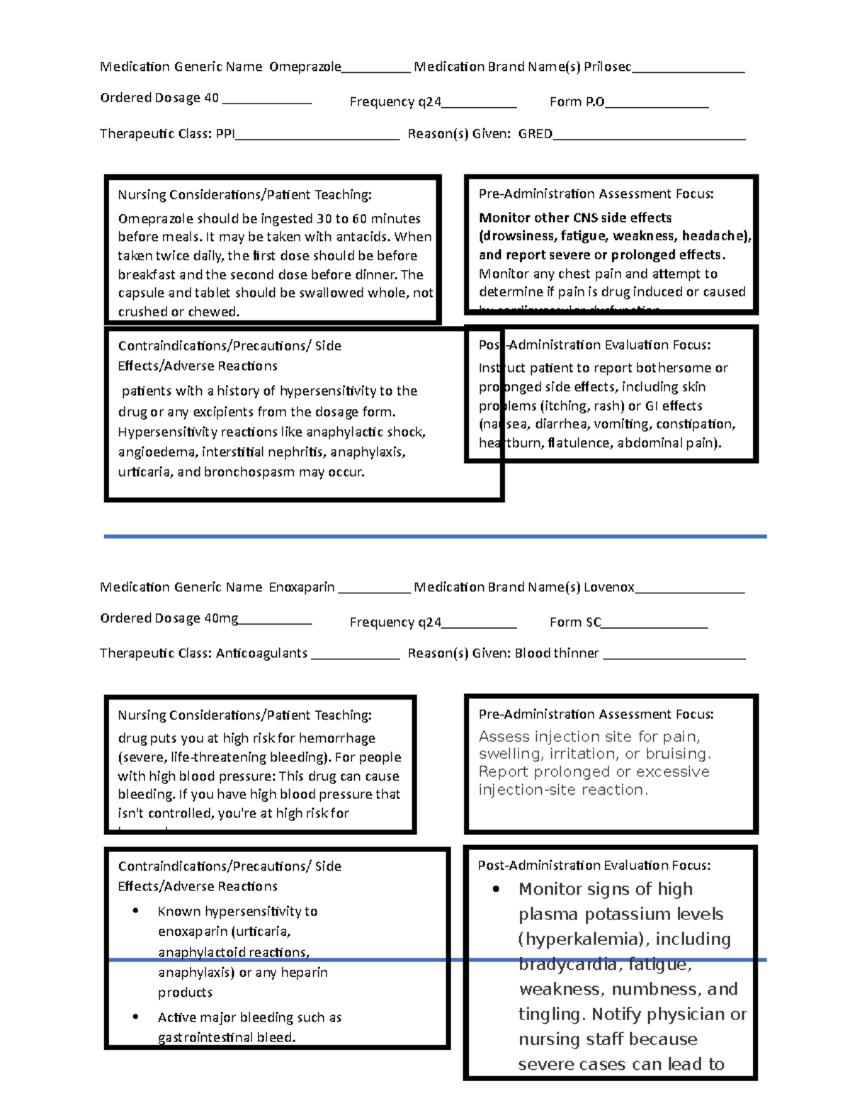 Med Card Template Standard Final-converted - Medication Generic Name ...