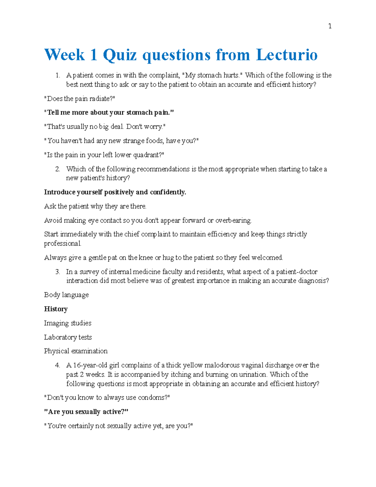 Nurs 6512 Week 1 Quiz Questions and Answers from Lecturio - Studocu