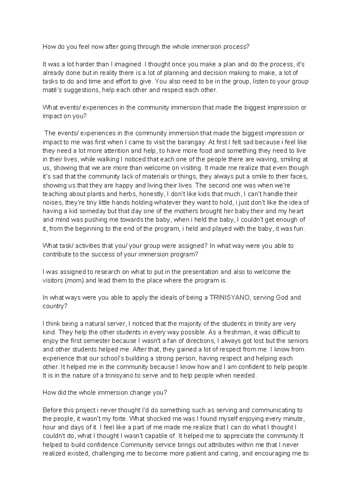 Reflection - How do you feel now after going through the whole ...