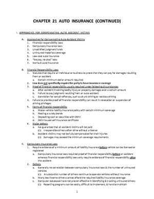 Chapter 20: Overview of Personal Auto Policy (PAP) and Coverage Details ...