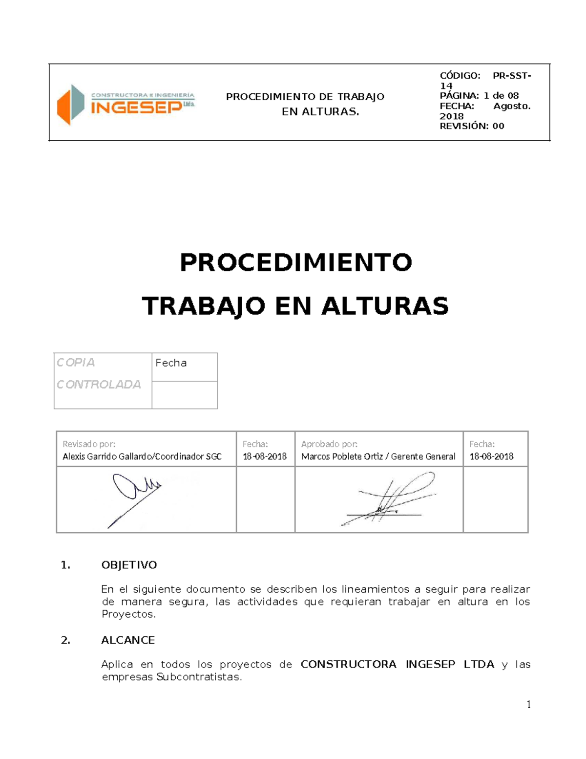 Procedimiento de Trabajo en Altura - PR-SST-14 - Studocu