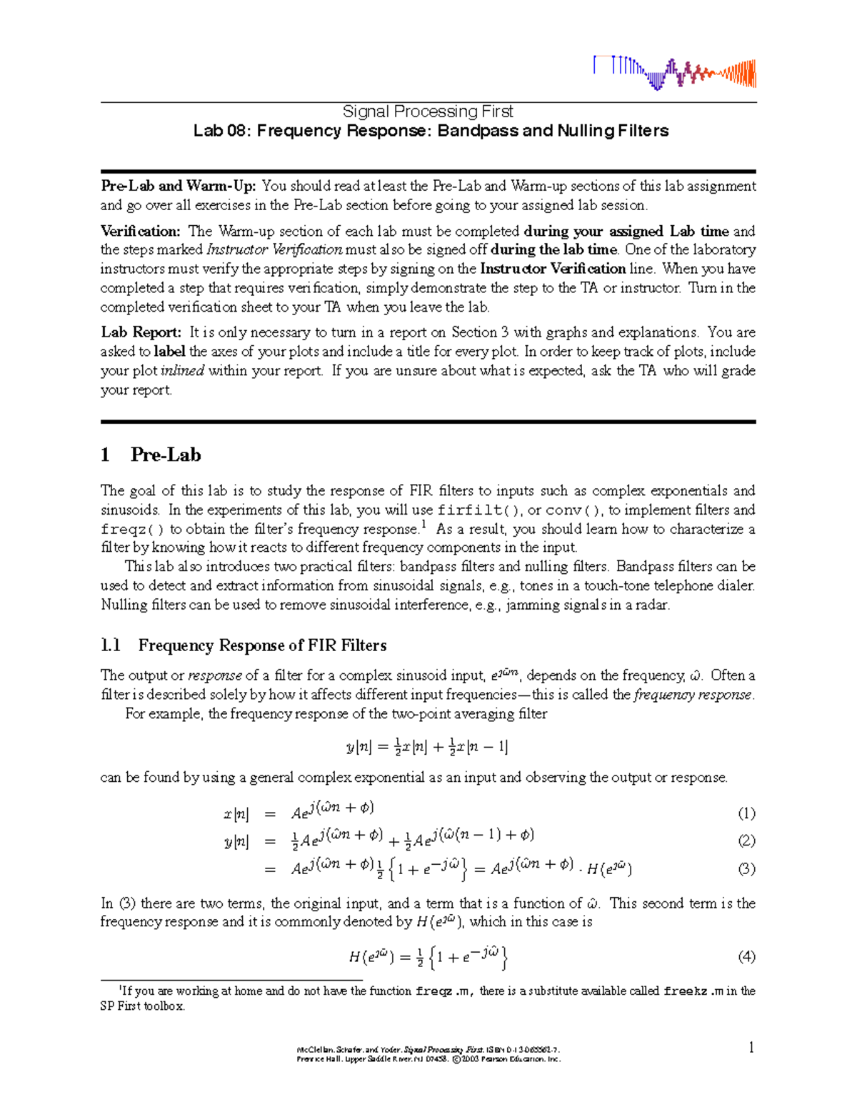Lab 08: Frequency Response of Bandpass and Nulling Filters - Studocu