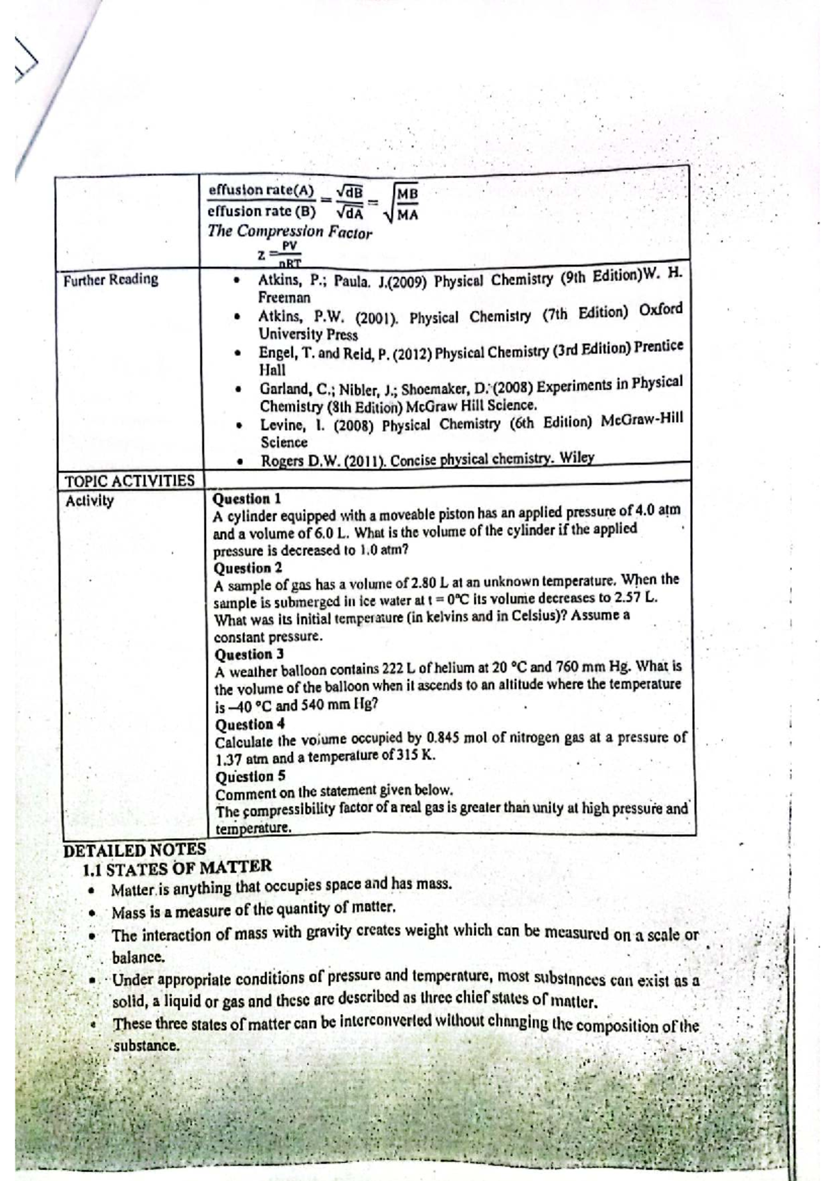 Gas Laws Notes (CHEM 101) - Essential Concepts for Students - Studocu