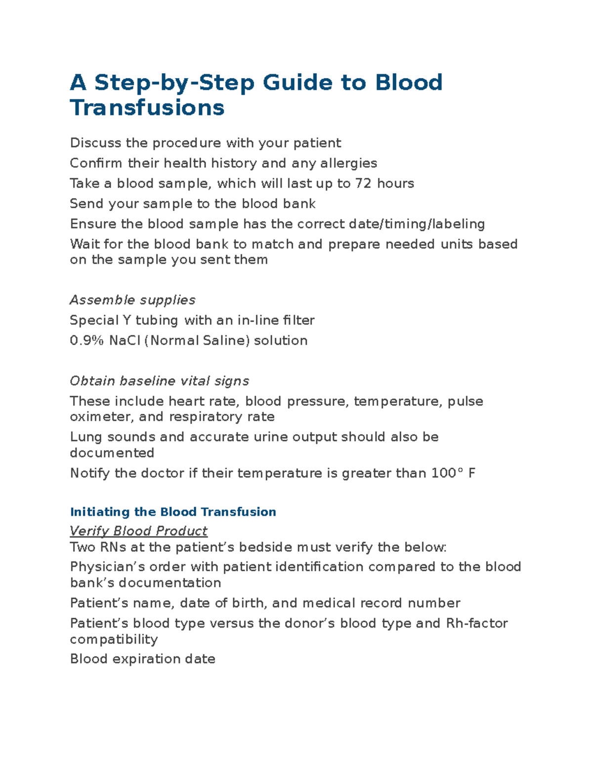 Steps of Blood transfusion clinics - A Step-by-Step Guide to Blood ...
