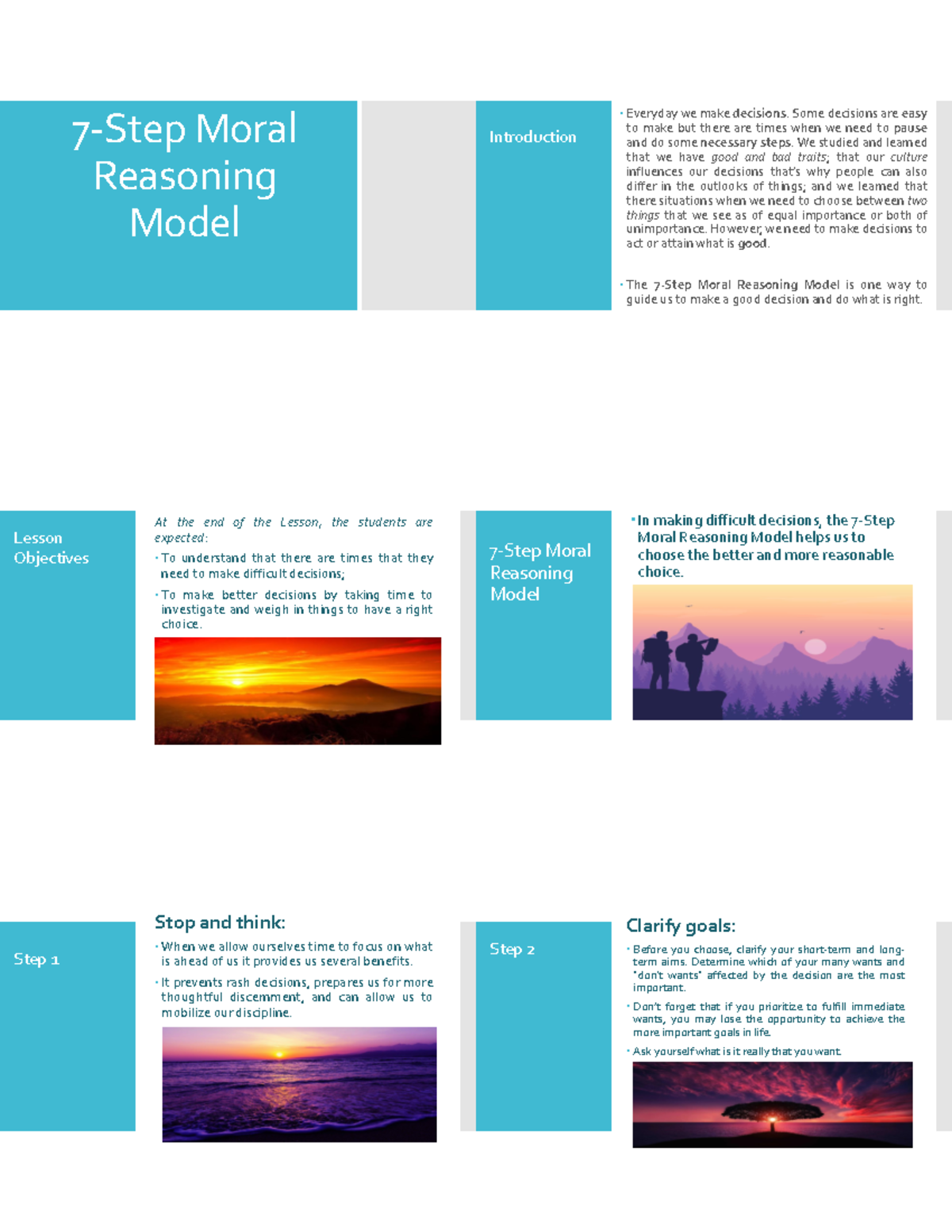 ET4 - 7-Step Moral Reasoning Model: A Guide to Good Decisions - Studocu