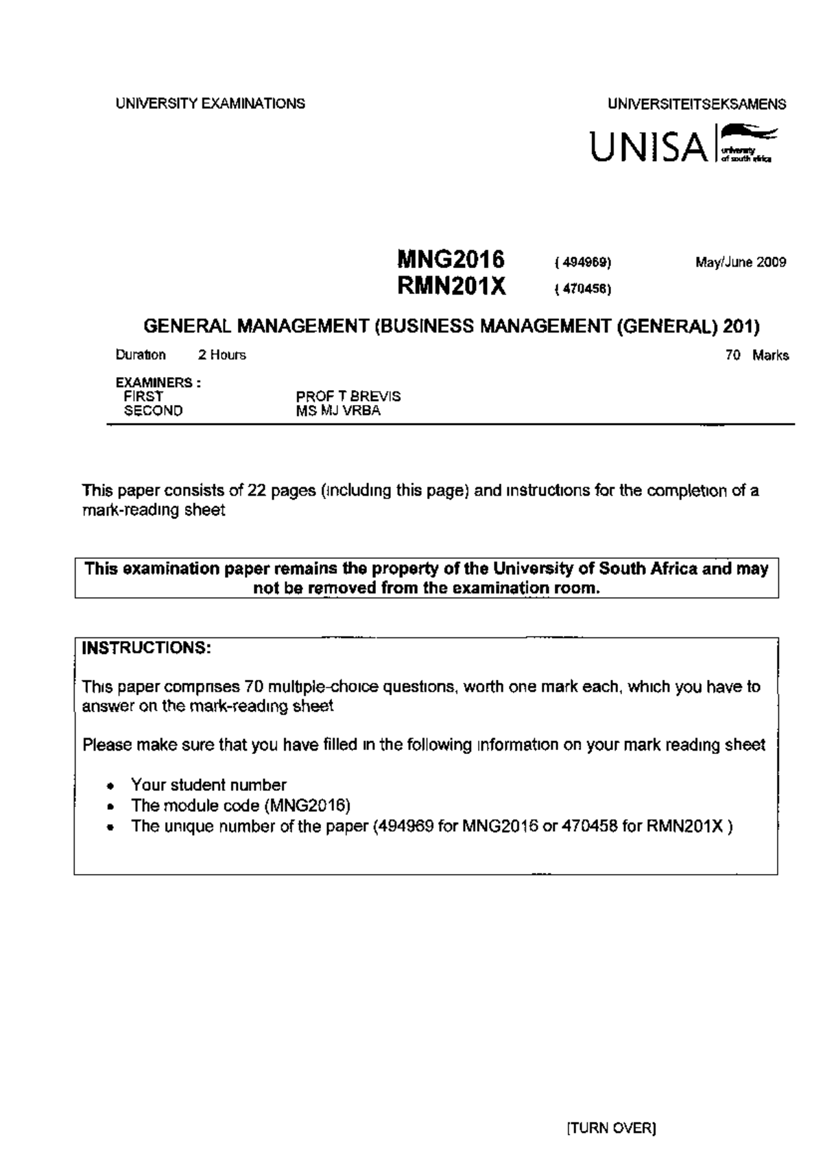 MNG2601-Past-paper - Notes - mng2601 - Unisa - Studocu