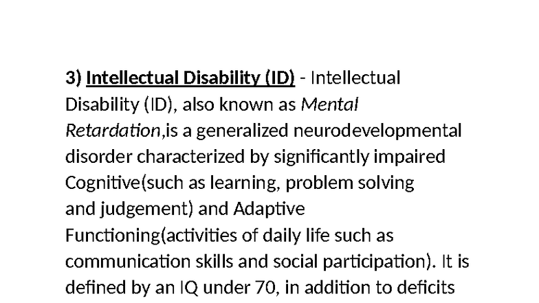 ID Clinical Psychology Assignment: Understanding Intellectual ...