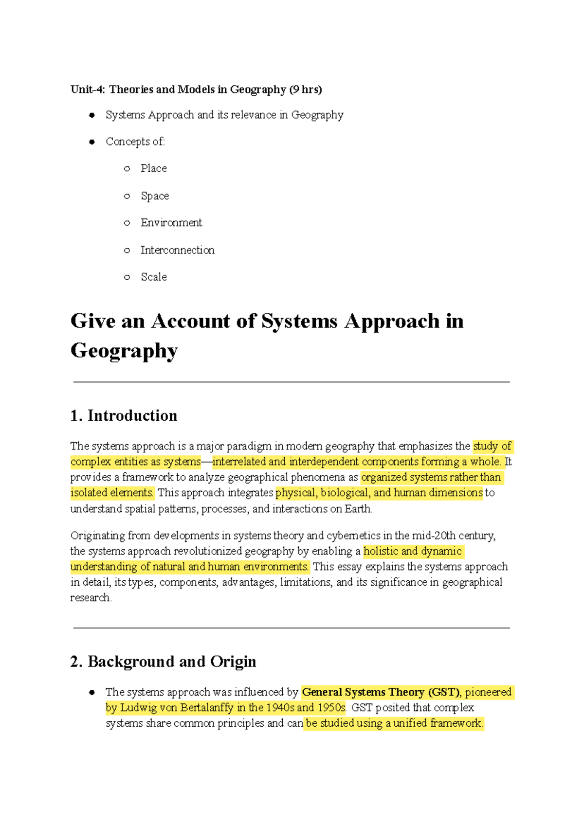 DSC GT 4 - Systems Approach in Geography: Concepts and Interconnections ...