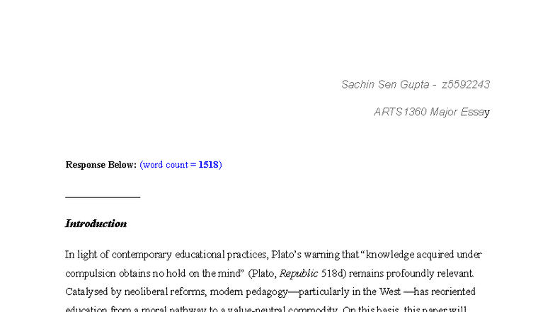 PHIL1360 Final Essay: The Allegory of the Cave and Modern Education ...