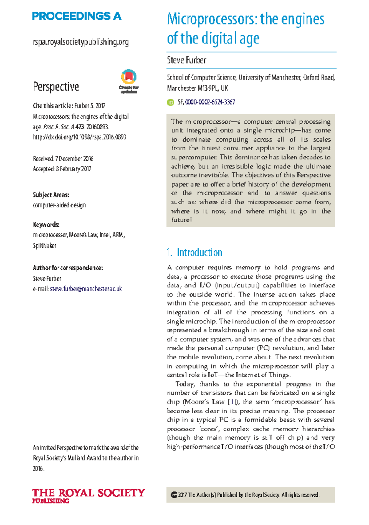 Microprocessors: Insights Into Their Evolution and Future Trends - A454 - Studocu