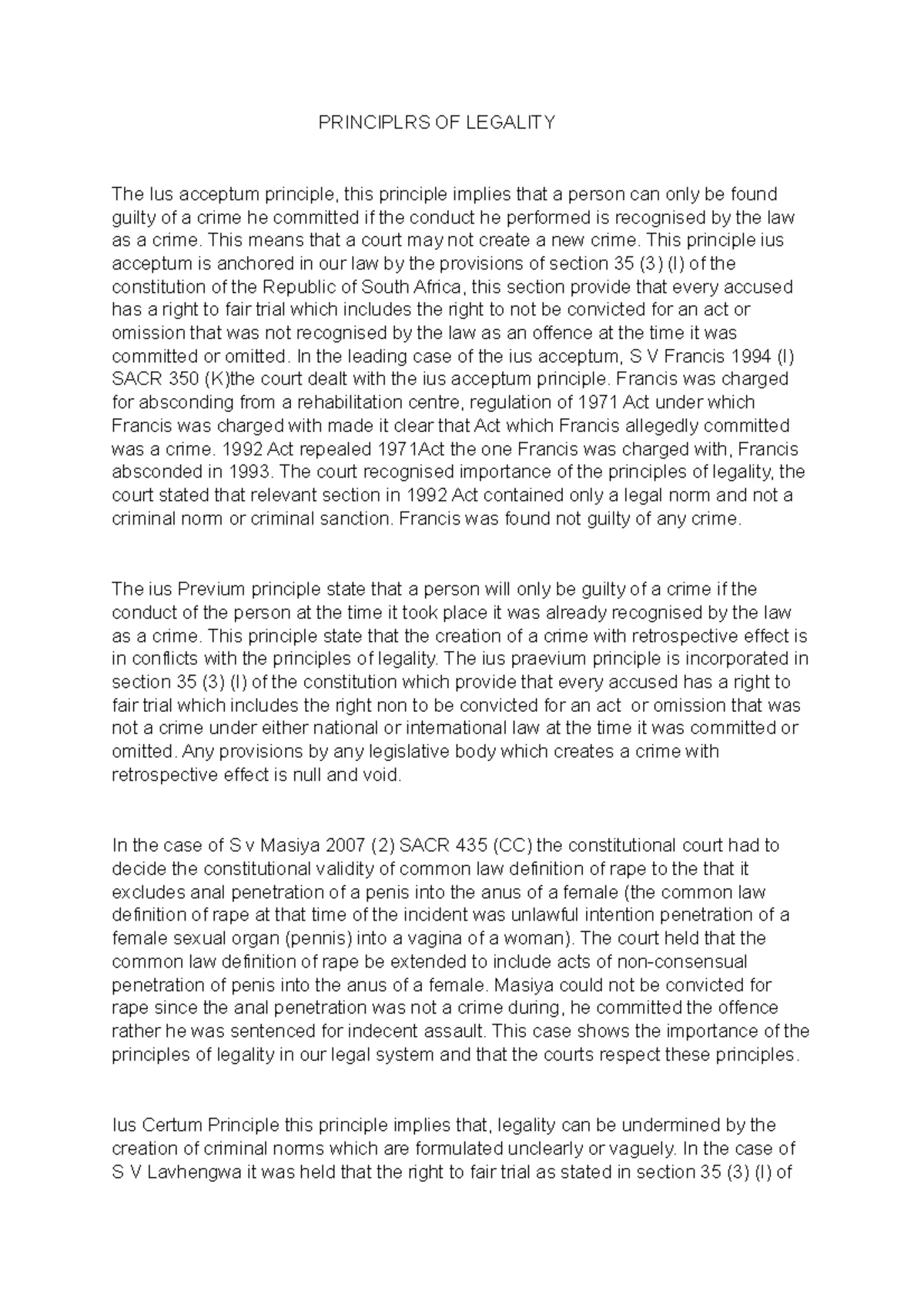 S v Jezile 2015 summary - case law - Jezile V S and Others ZAWCHC 2015 ...