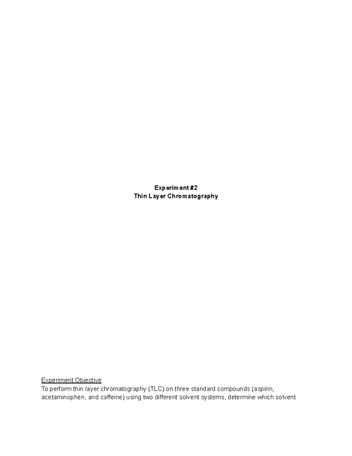 Experiment 2: TLC Analysis of Aspirin, Acetaminophen, and Caffeine ...