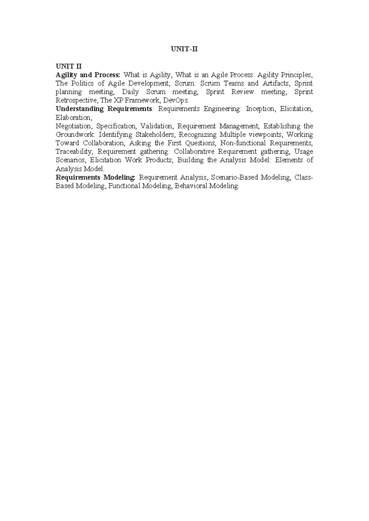 UNIT II: Agility and Process in Software Development - Studocu