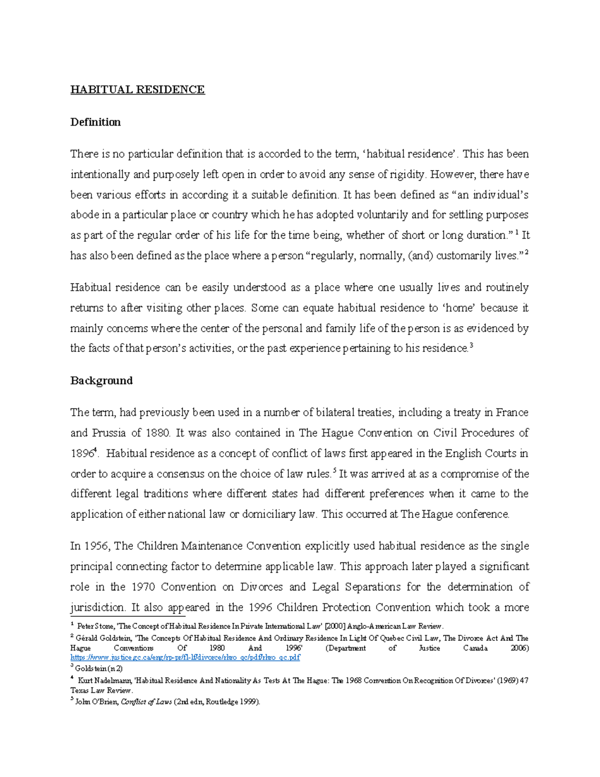 **Law 101: Habitual Residence - Comprehensive Revision Notes** - Studocu