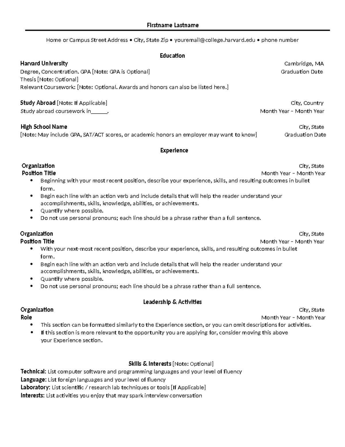 2025 Management Resume Template with Bullet Points - Studocu