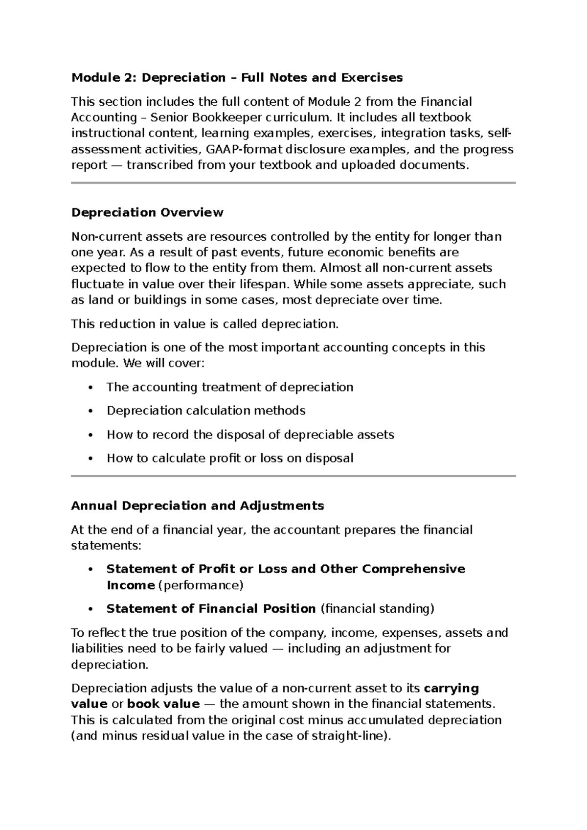 Module 2: Comprehensive Notes & Exercises on Depreciation (Fin Acc ...