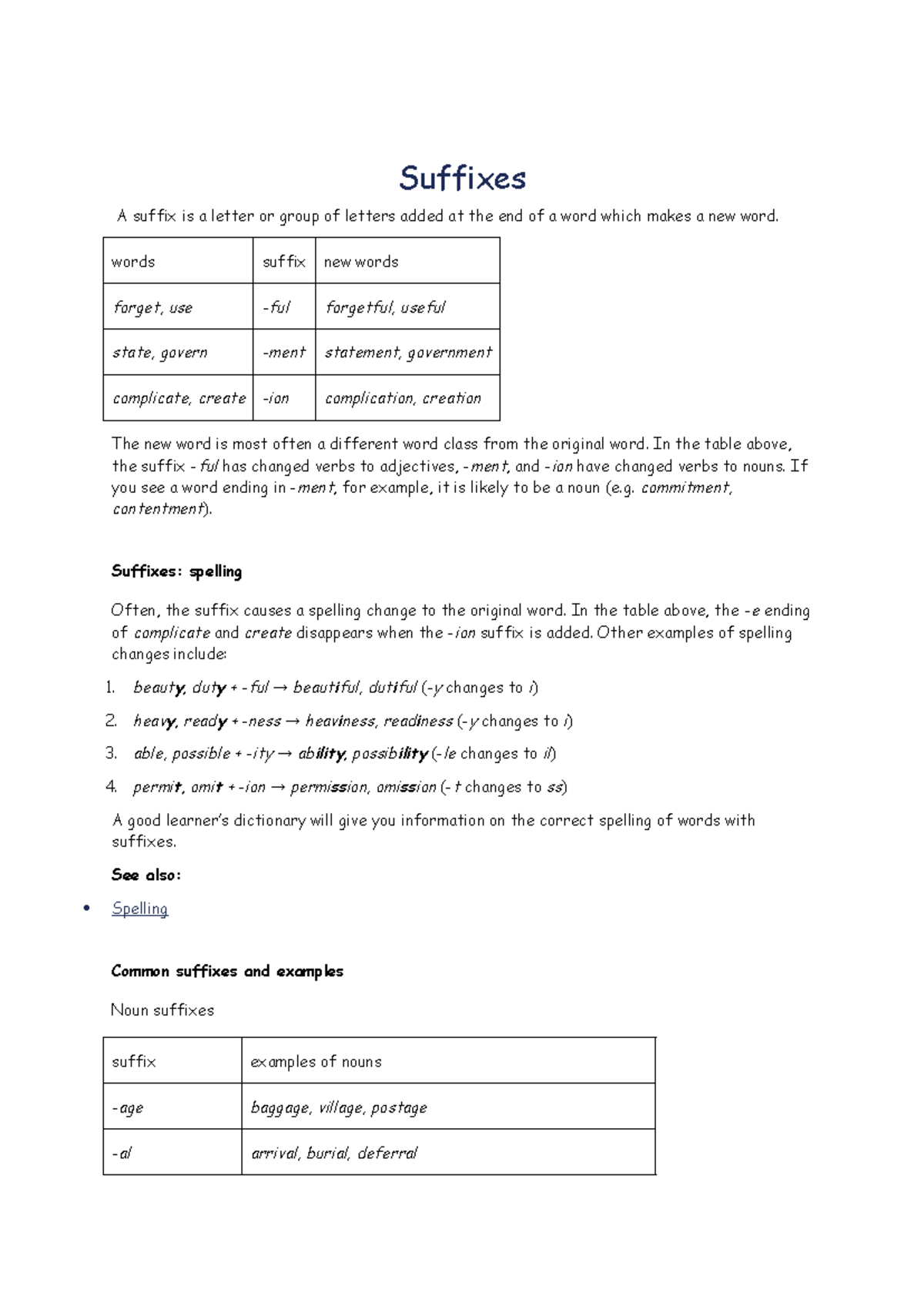 Suffixes and Prefixes Overview - ASA - Studocu