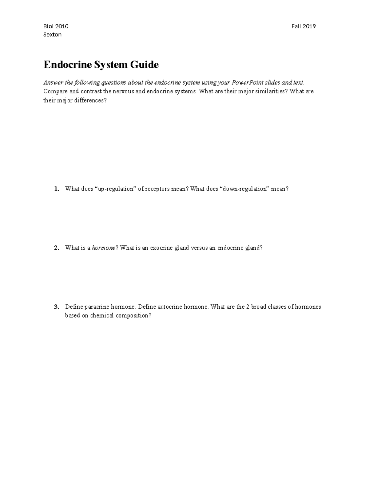 Endocrine System Guide - Sexton Endocrine System Guide Answer the ...