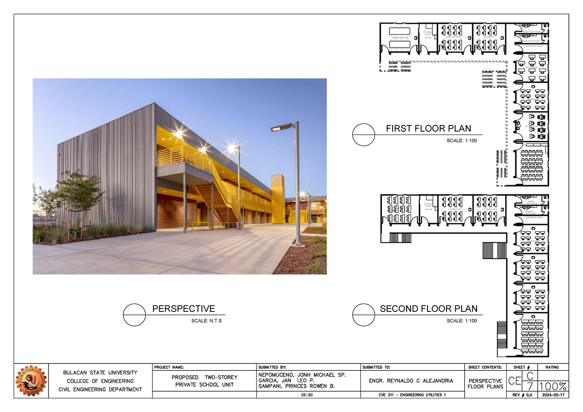 School Building Plan: First and Second Floor Layouts - Studocu