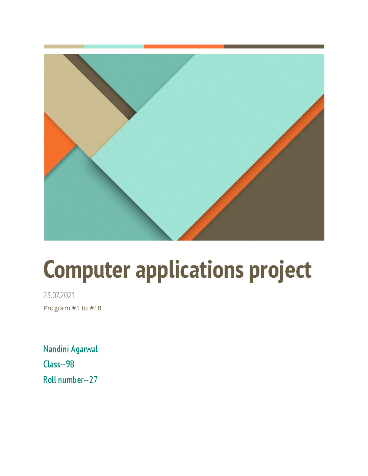 Computer Applications Project Class 9B - Java Programming Practices ...