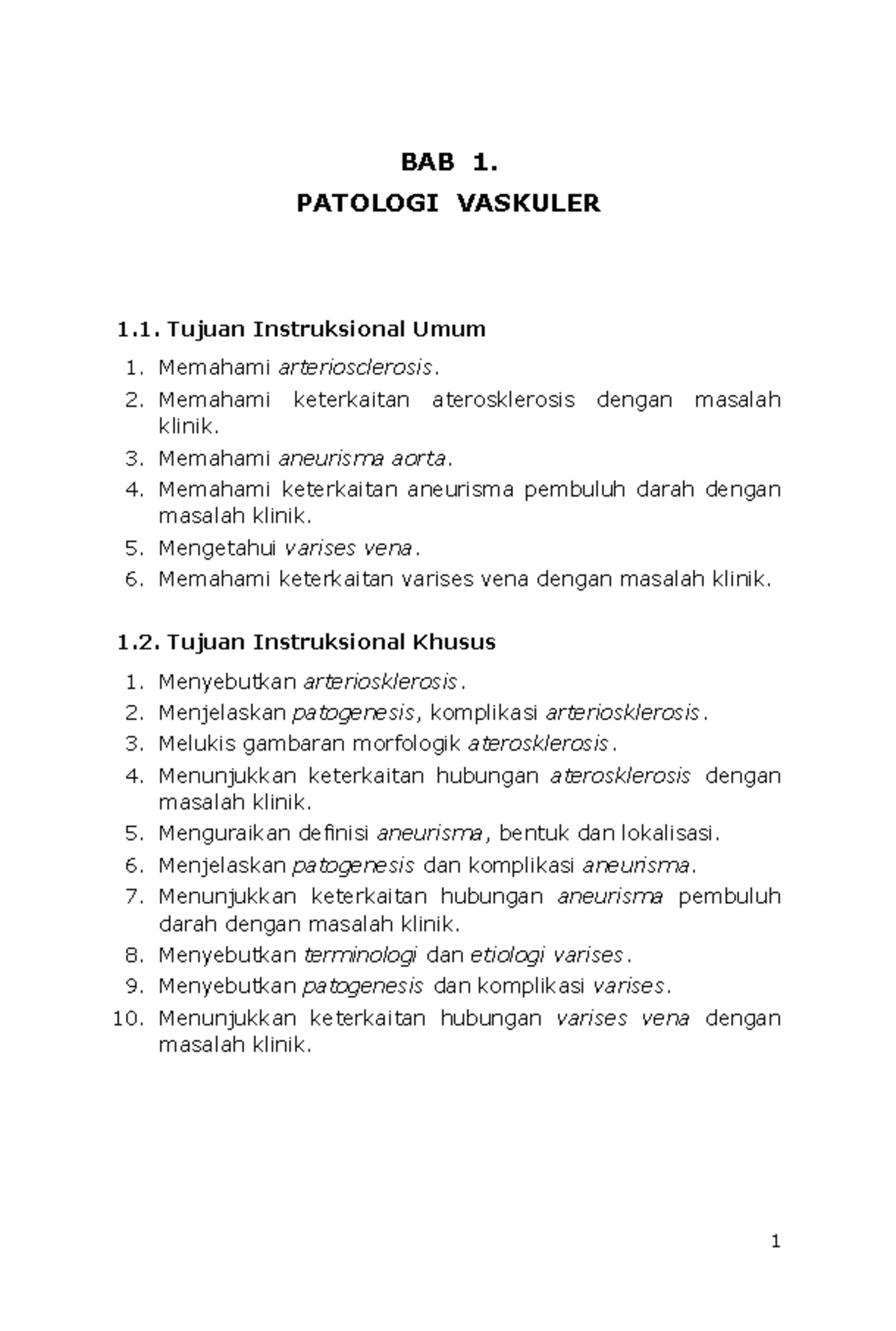 BAB 1: PATOLOGI VASKULER - Aterosklerosis, Aneurisma, dan Varises Vena ...