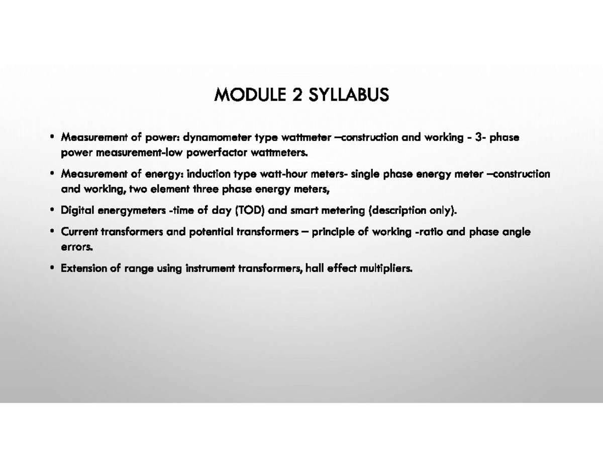 Measurement - module 2 - MODULE 2 SYLLABUS Measurement of power ...