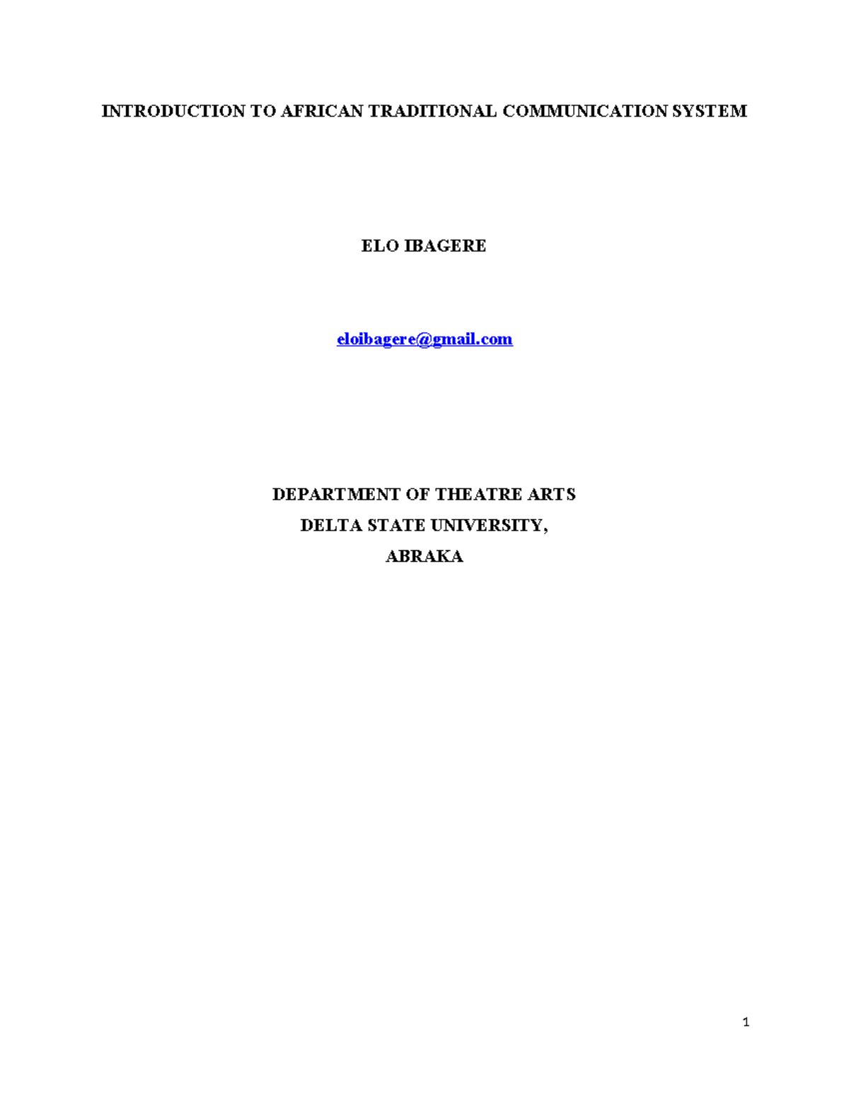 African Traditional Communication Systems: An In-Depth Overview (THA301 ...