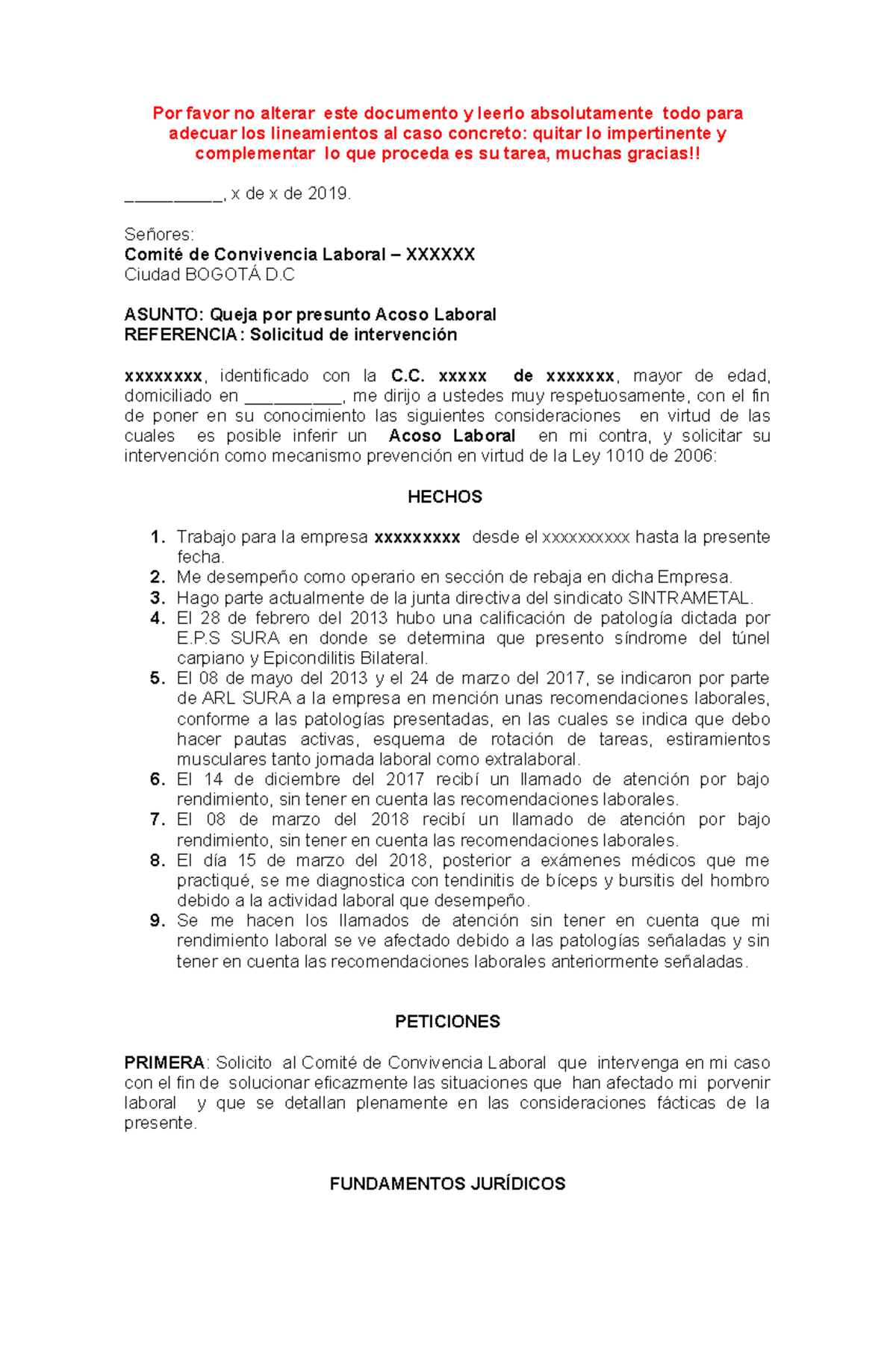 Formato De Carta Profesional Con Cc Carta De Motivacion Laboral Modelo