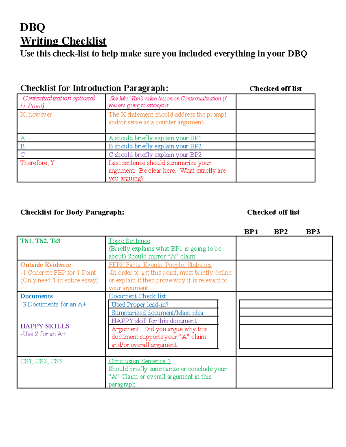 DBQ Writing Guide & Checklist for Effective Essays - Studocu