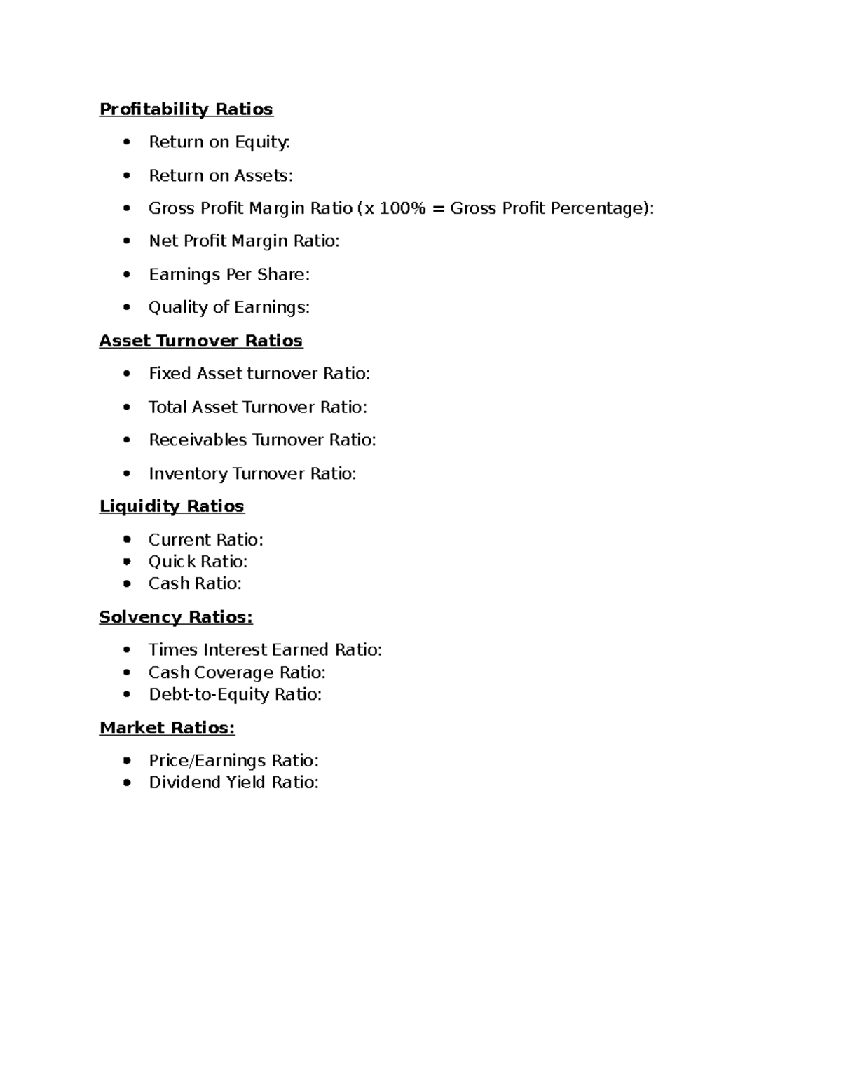 217 Final Exam Profitability Ratios & Key Metrics Overview - Studocu