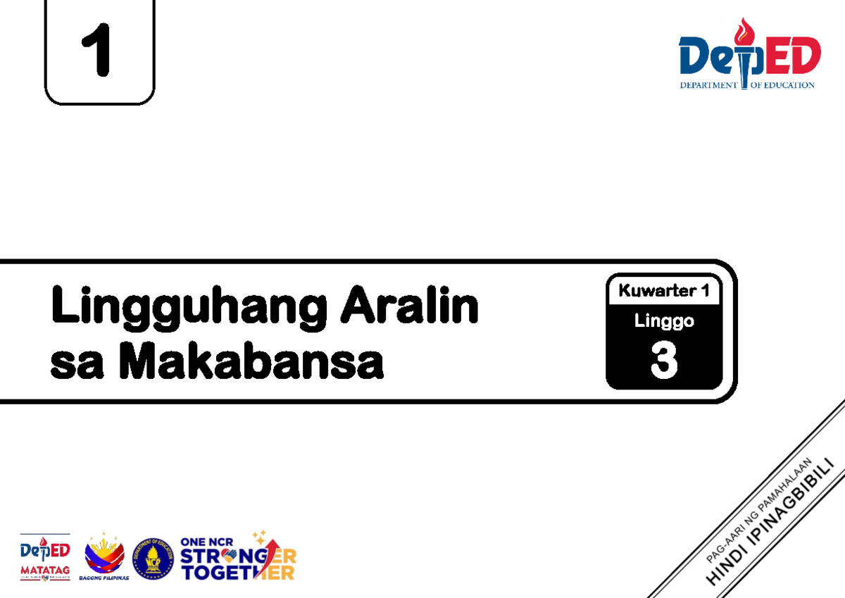 LE G1 Makabansa Q1 Wk3 - Lesson Plan for Week 3 Activities - Studocu
