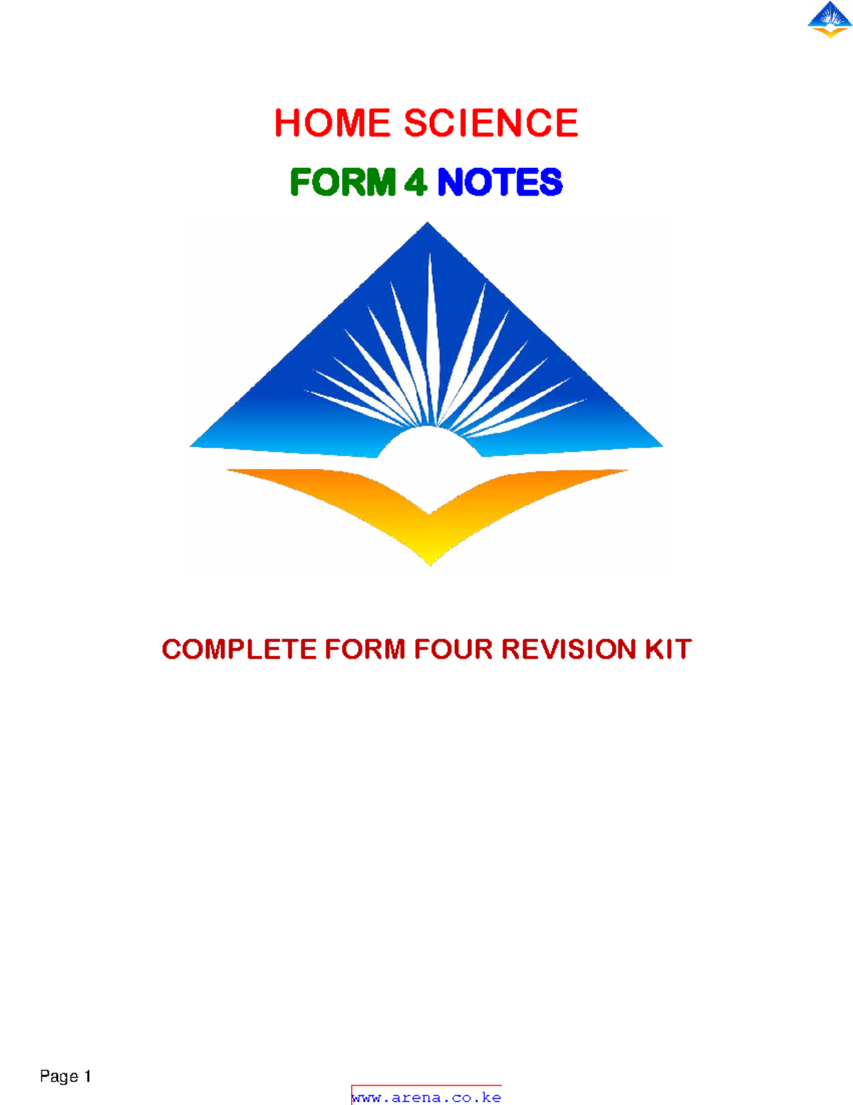 HOME SCIENCE FORM 4: Comprehensive Theory Notes for Revision - Studocu