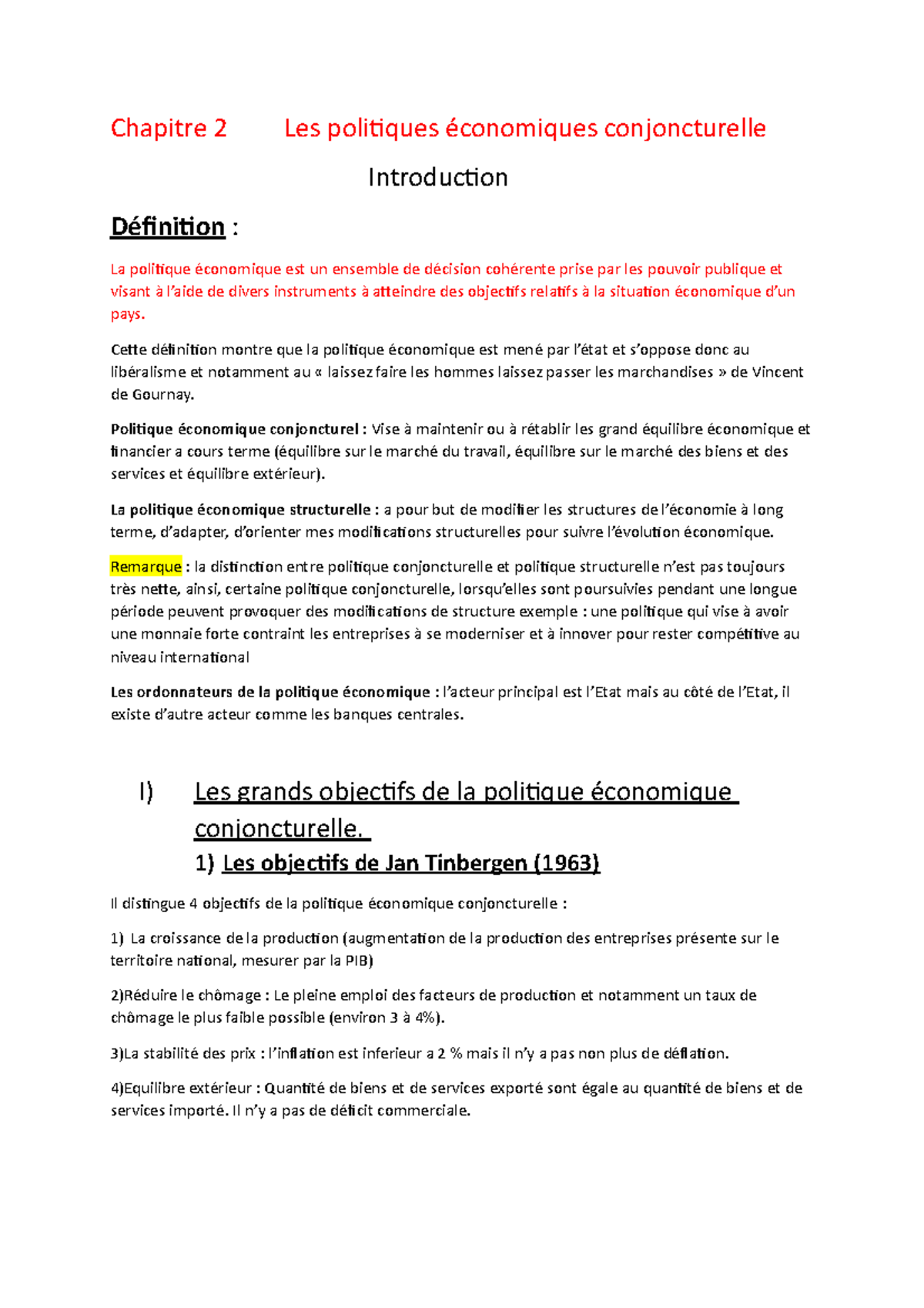 Chapitre 2 : Politiques Économiques Conjoncturelles et leur Impact ...