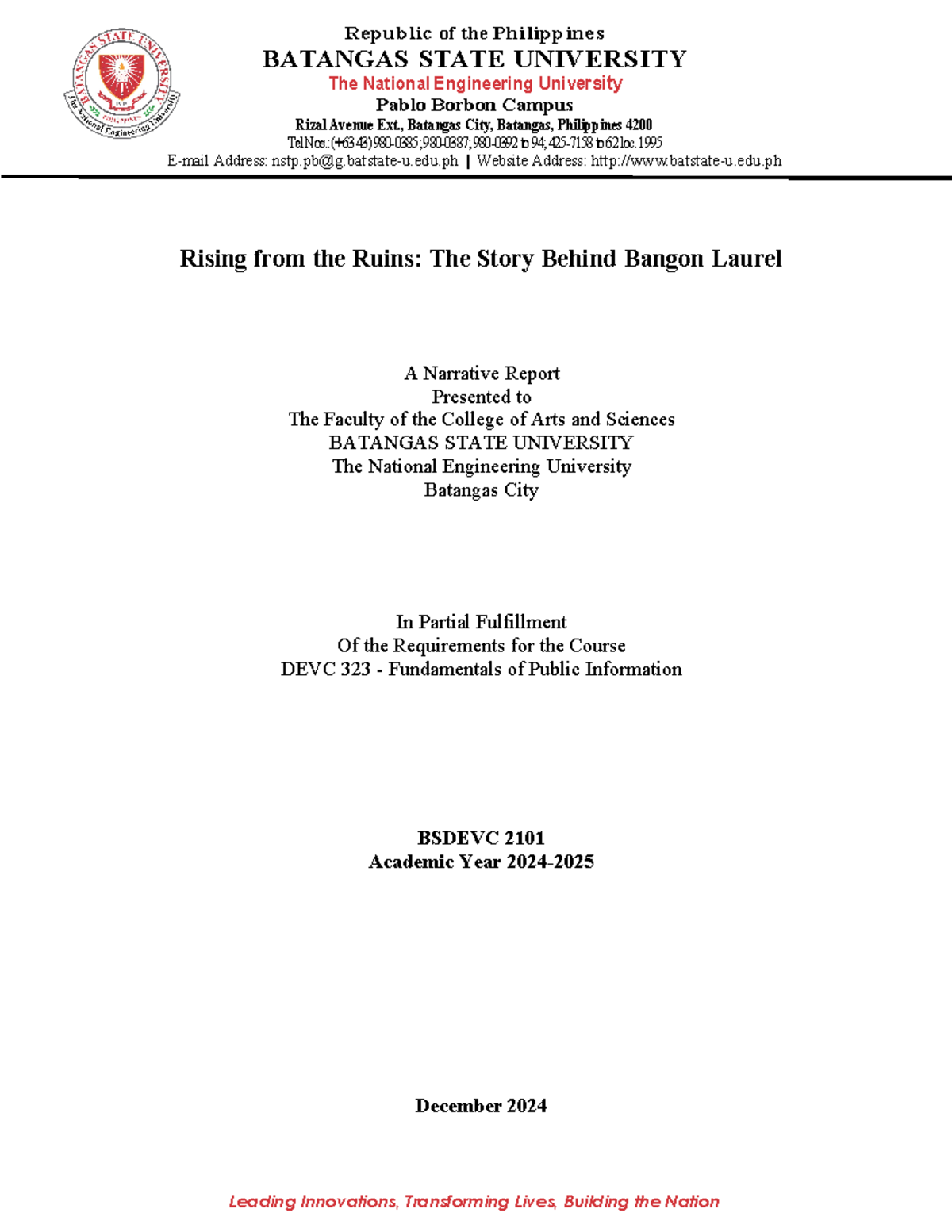 DEVC323 Final Paper - Feel free to use this as reference. ^^ - Republic ...