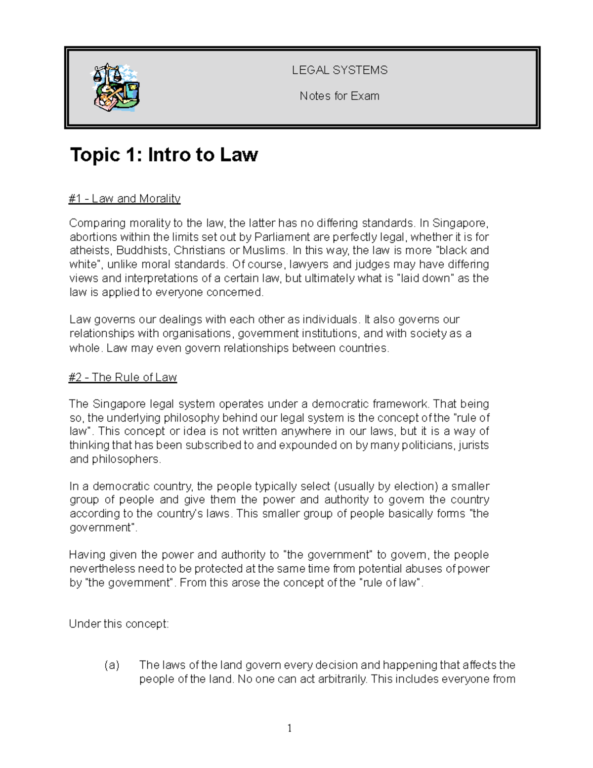 LEGAL SYSTEMS Exam Notes: Intro to Law, Rule of Law & Court Structure ...