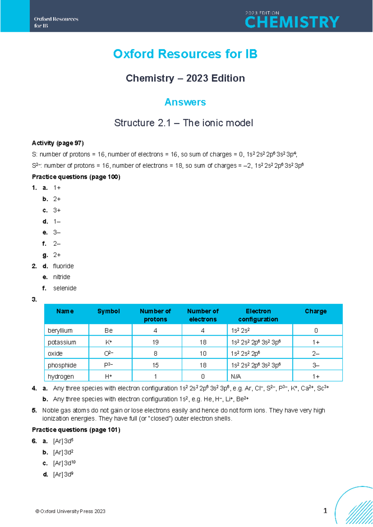 Chemistry Answers S2: Ionic and Covalent Models Explained - Studocu