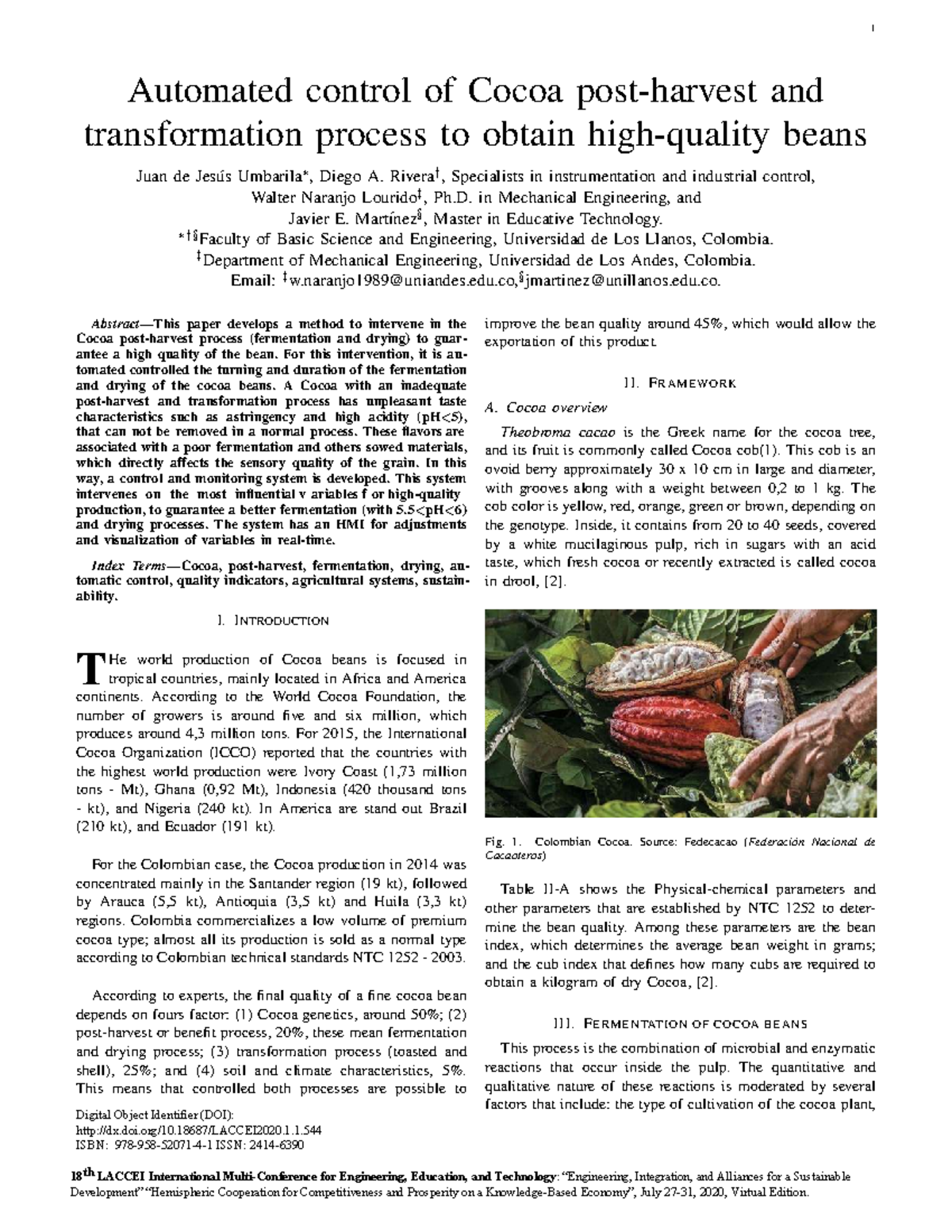 Automated Control of Cocoa Fermentation & Drying Process (FP544) - Studocu