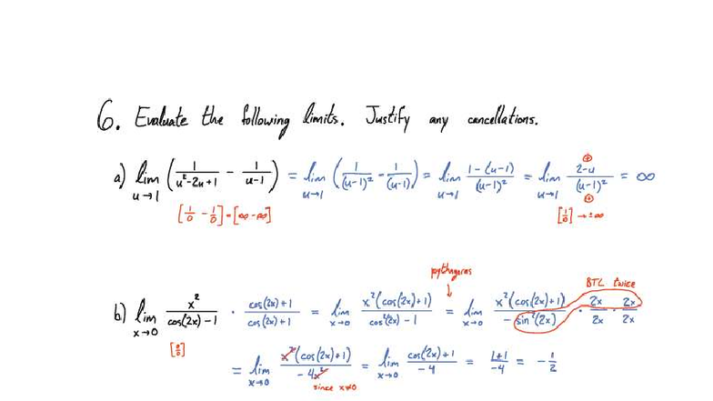 Calculus I - Limits Evaluation and Continuity Analysis - Studocu