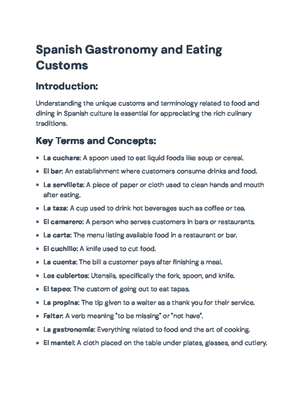 Understanding Spanish Gastronomy and Dining Customs - Spanish ...