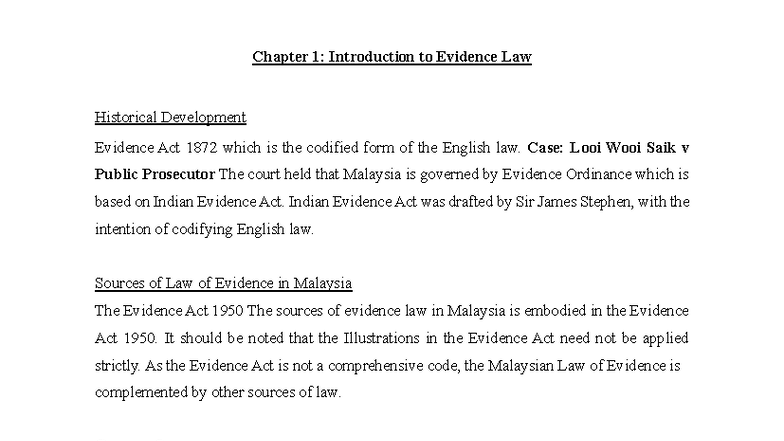 Chapter 1: Intro to Evidence Law & Historical Development (EA 1950 ...