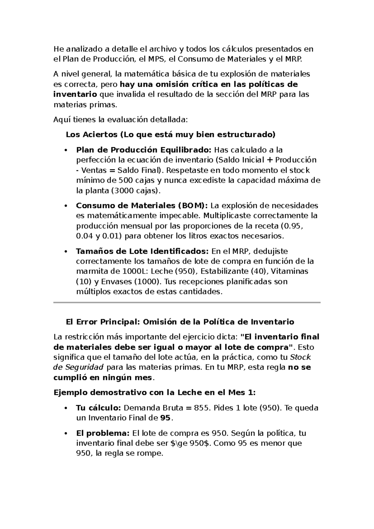 Corrección de Errores en MRP y Políticas de Inventario - Apuntes - Studocu